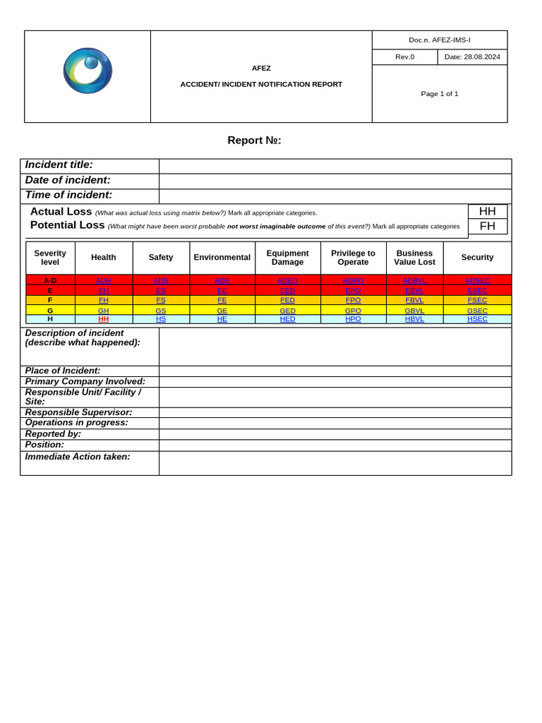 AFEZ Incident Notification | PDF