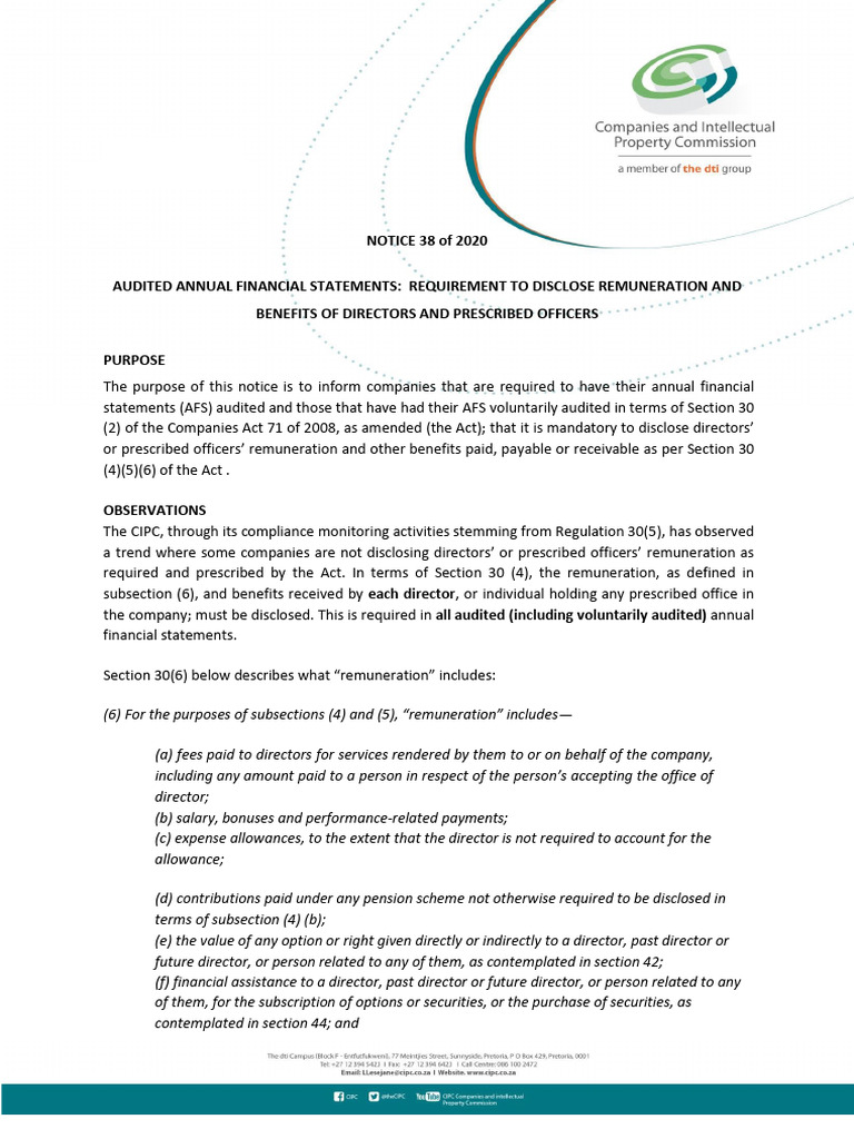 Disclosure of Director Remuneration Notice 37 of 2020 v1 | PDF