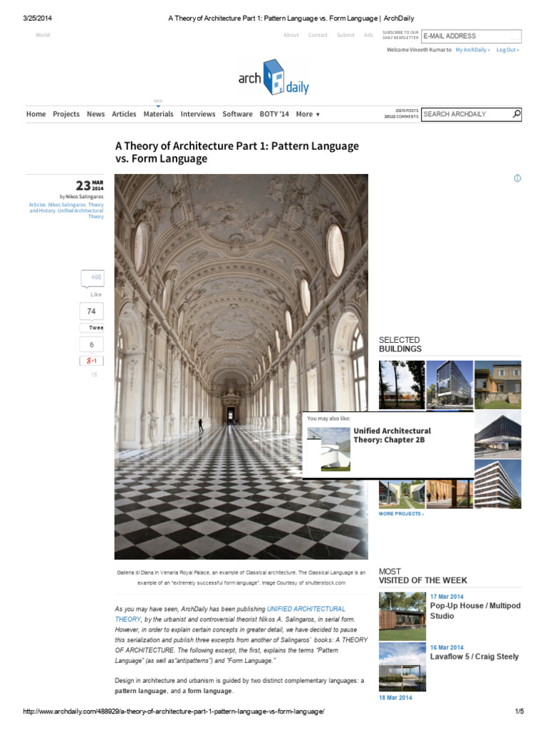 A Theory of Architecture Part 1 - Pattern Language Vs Form Language | PDF