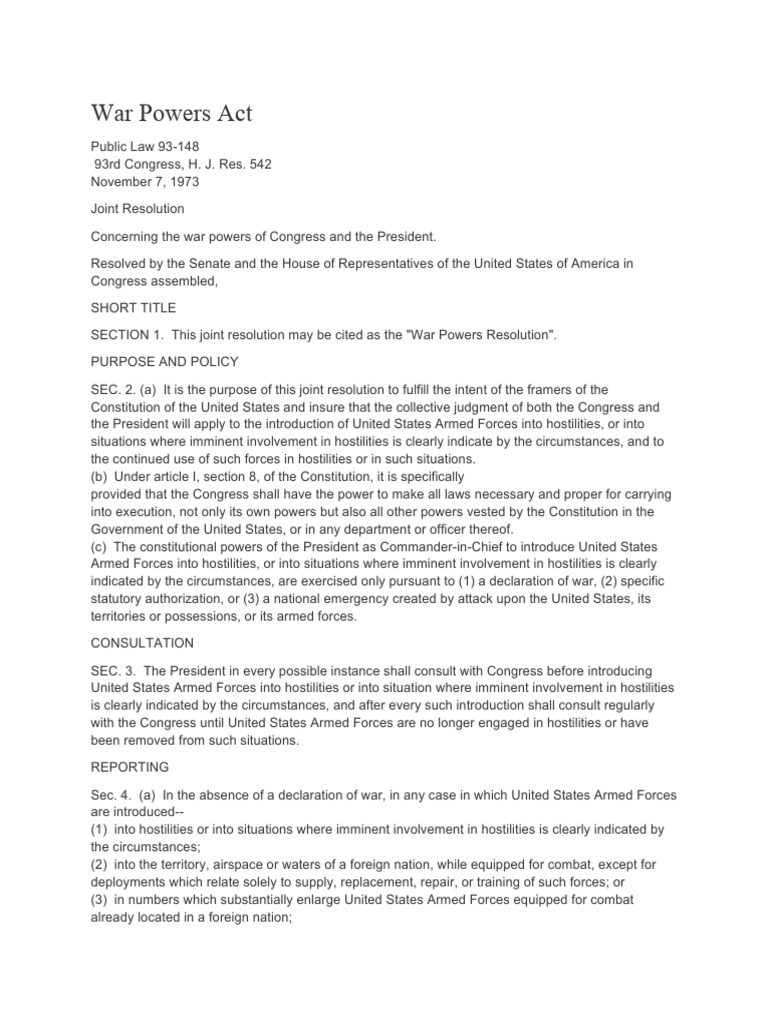 War Powers Act | PDF