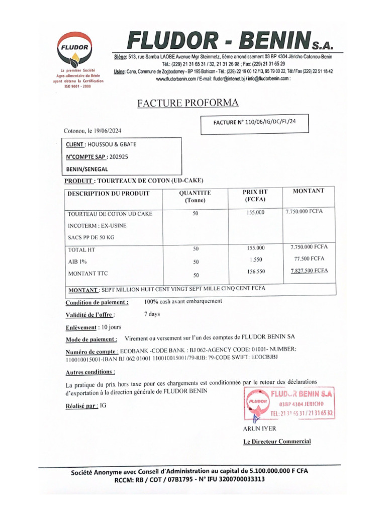 Facture Proforma 110 | PDF