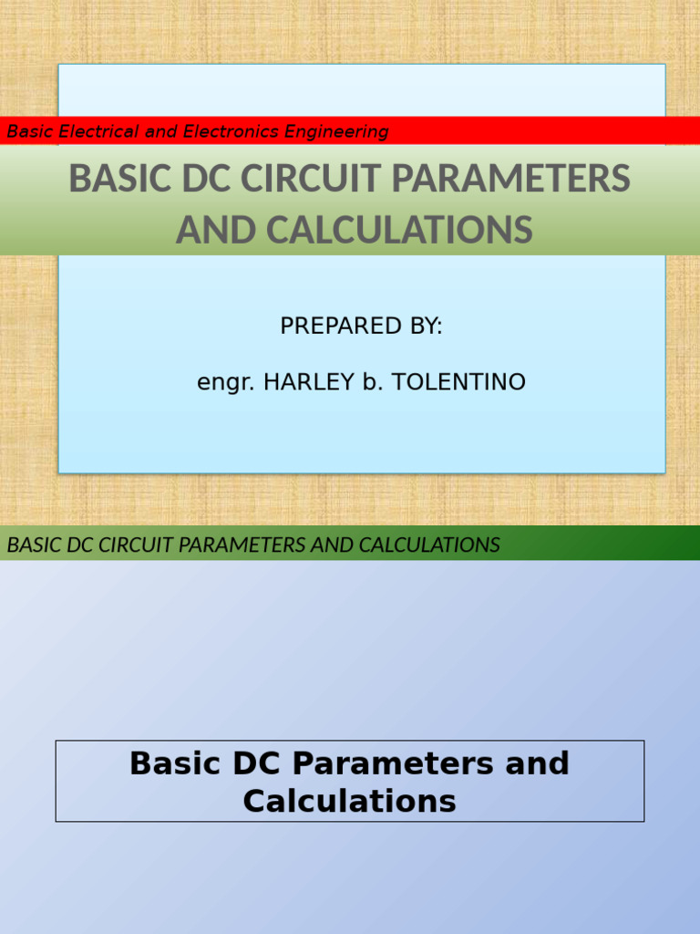 (2) Basic EE - Basic DC Circuit Parameters and Calculations | PDF