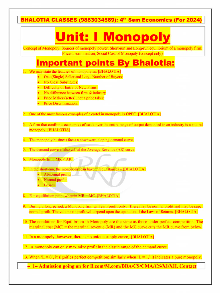 Unit 1 Economics 4th Sem 2024 | PDF