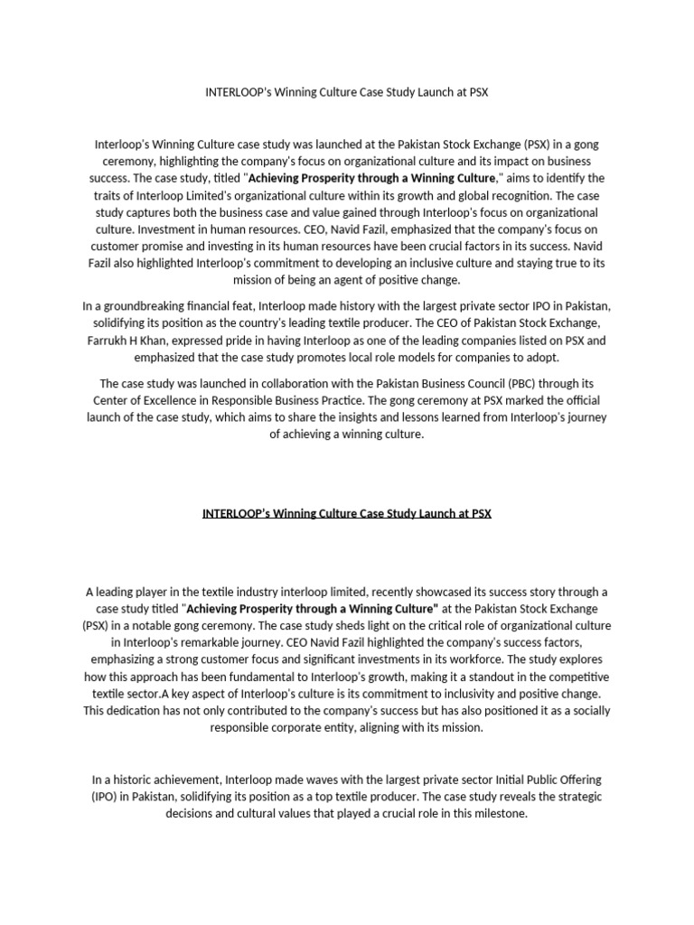 Interloop Case Study Itl | PDF