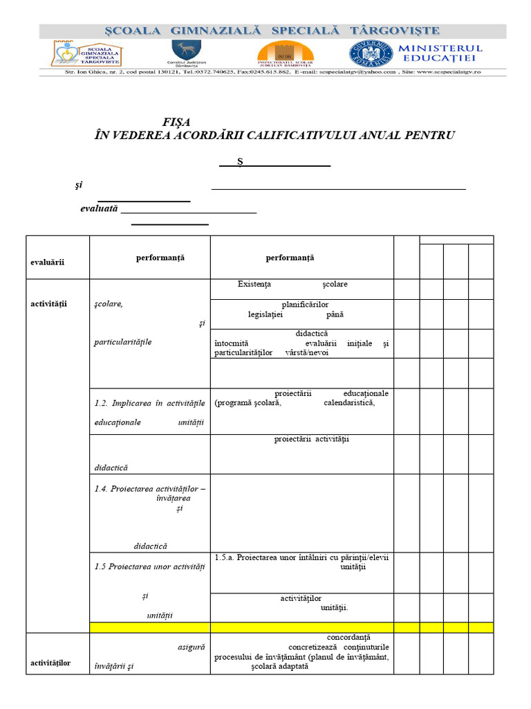 Fisa Autoevaluare LOGOPEDIE | PDF