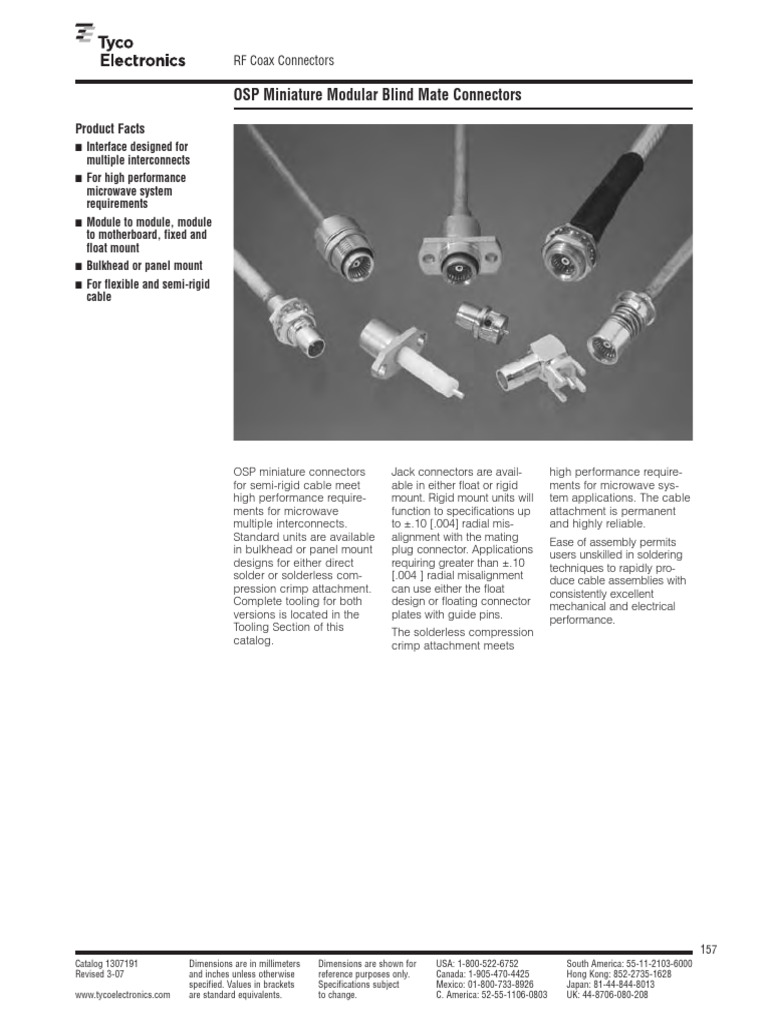 Blind Mate Connectors | PDF | Electrical Connector | Coaxial Cable