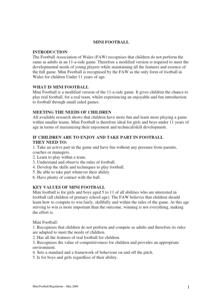 New Mini Rules | PDF | Football Codes | Leisure