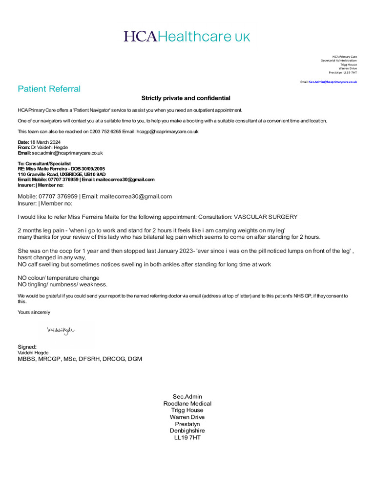 Referral Letter | PDF