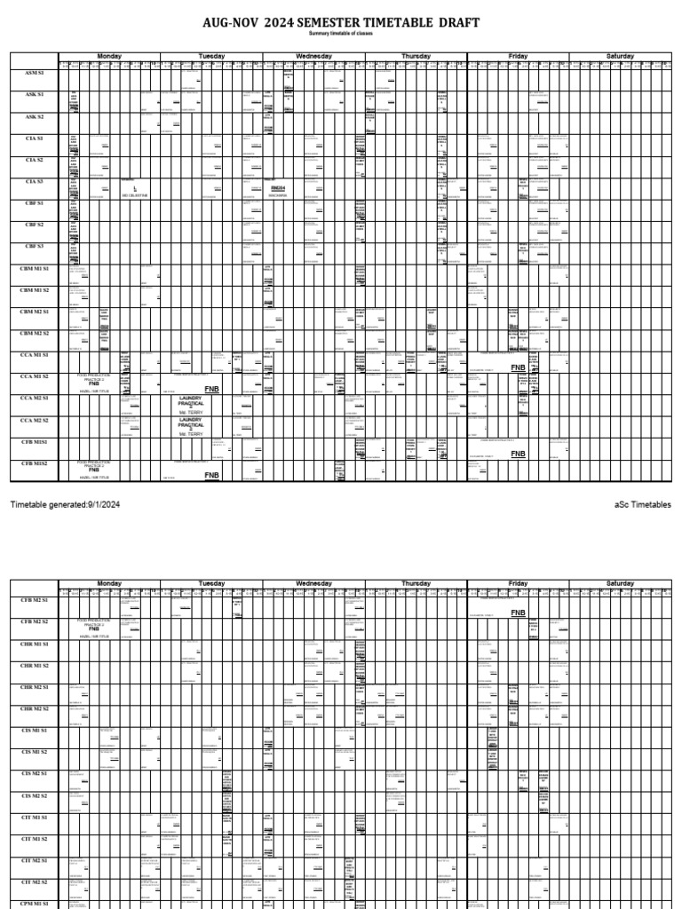 2024student Teaching Timetable Aug-Nov 2024 Final | PDF | Lentiviruses ...