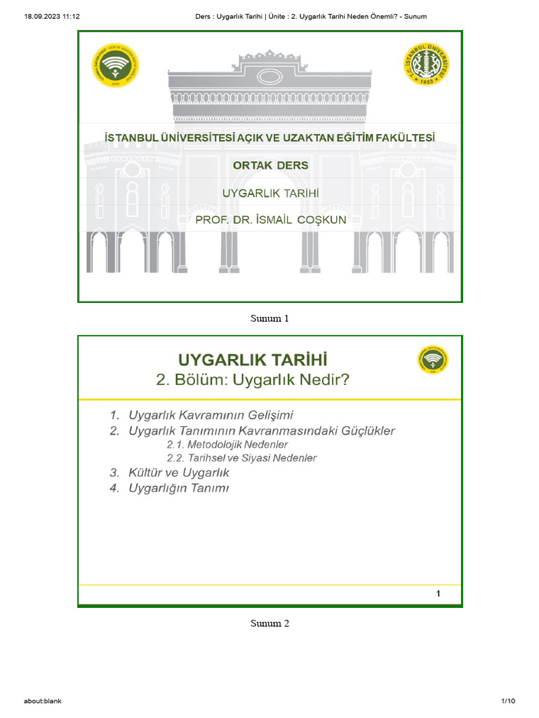 Ders - Uygarlık Tarihi - Ünite - 2. Uygarlık Tarihi Neden Önemli - Sunum | PDF