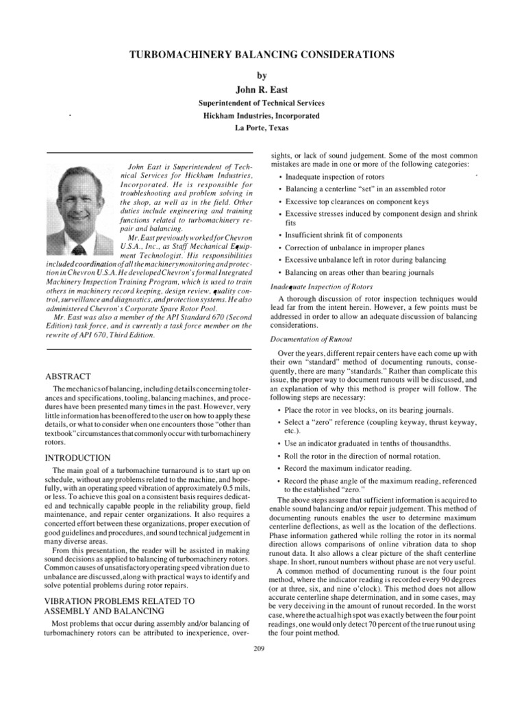 Turbomachinery Balancing Considerations | PDF