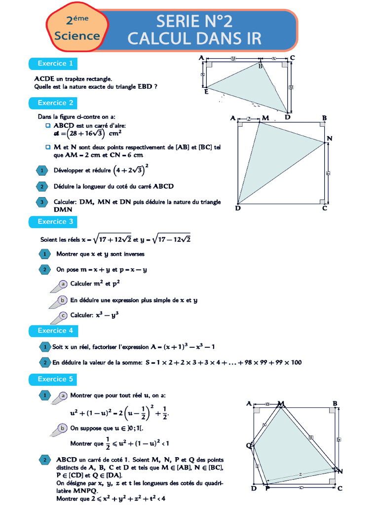 Série N°02 Calculs Dans IR (Jin) | PDF