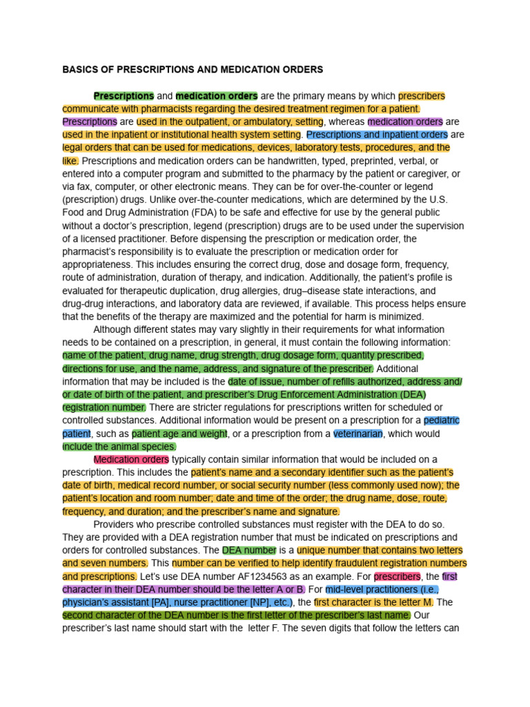 Dea Number & Percent Medication Adherence PDF | PDF