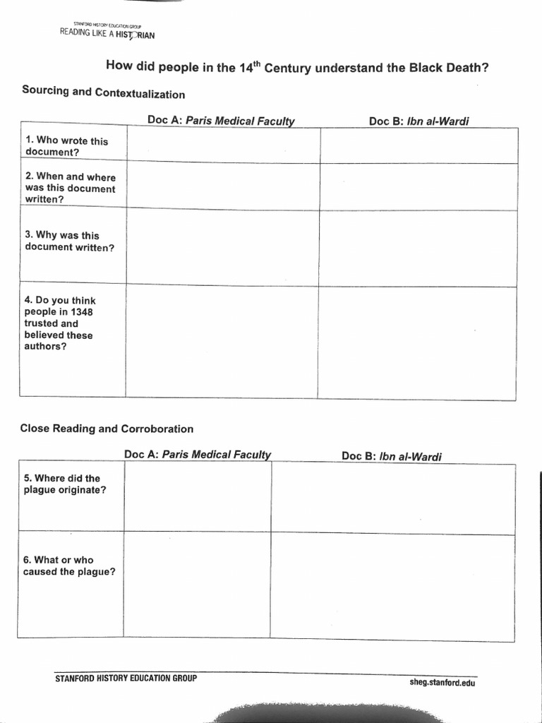 Black Death Graphic Organizer | PDF