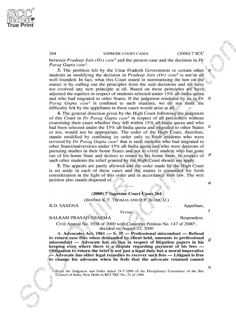 R D Saxena v. Balram Prasad Sharma | PDF