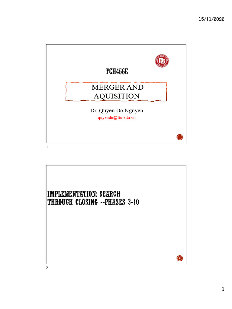 Chapter 5 Implementation Search Through Closing | PDF | Mergers And Acquisitions | Valuation ...