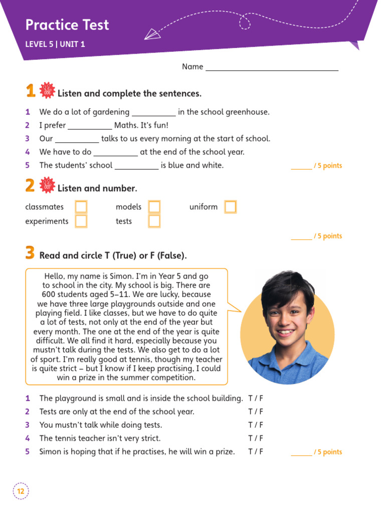 English Code BrE L5 Practice Test U1 | PDF