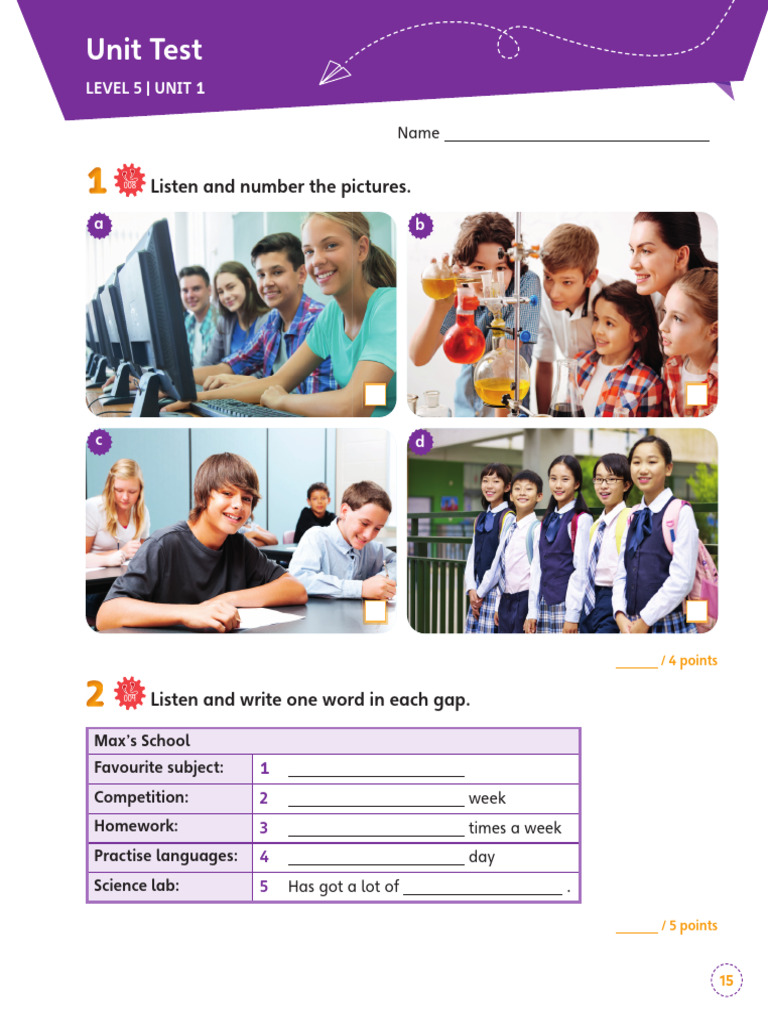 English Code BrE L5 Unit Test U1 | PDF