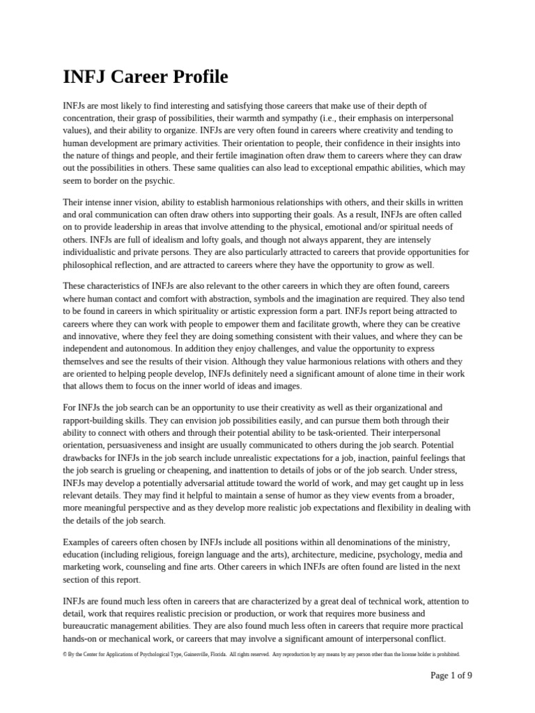 INFJ Career Profile | PDF