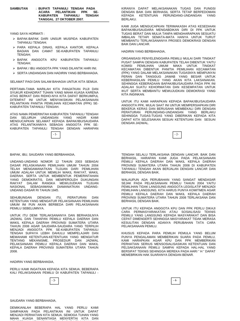 Sambutan Ketua KPU | PDF