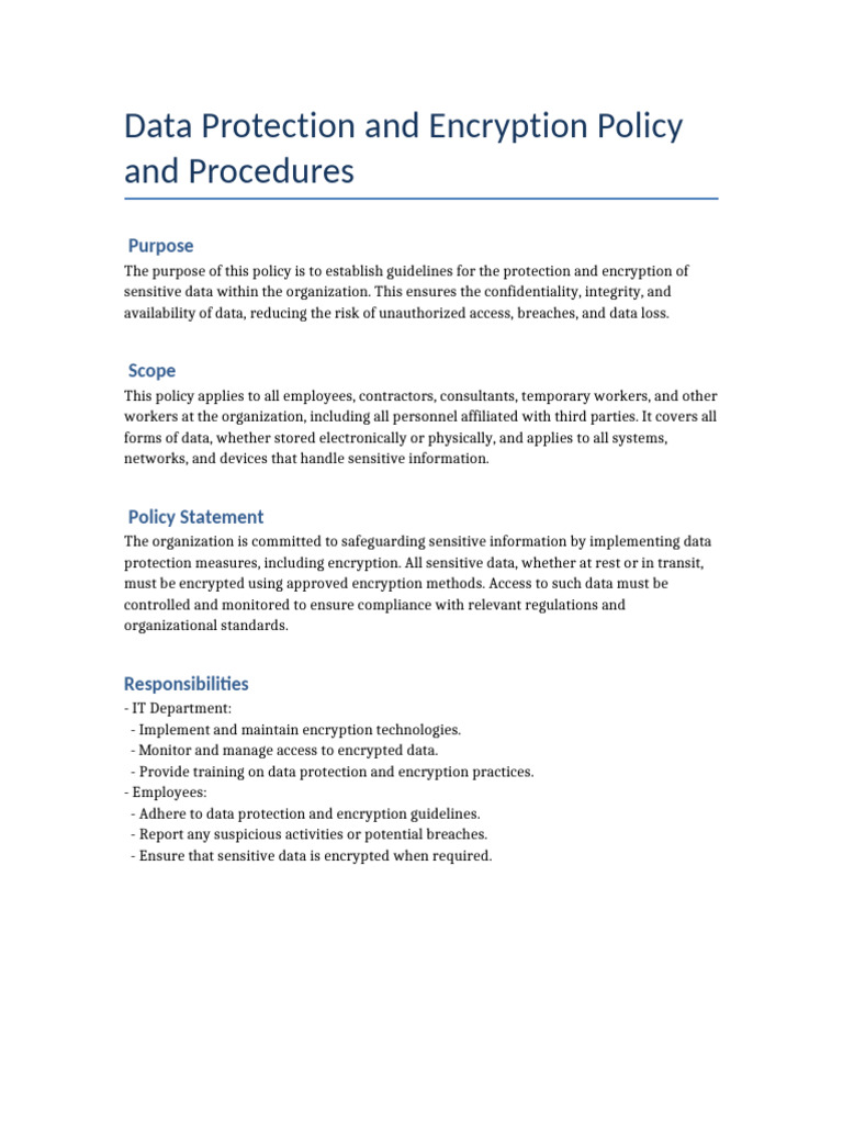 Data Protection and Encryption Policy | PDF