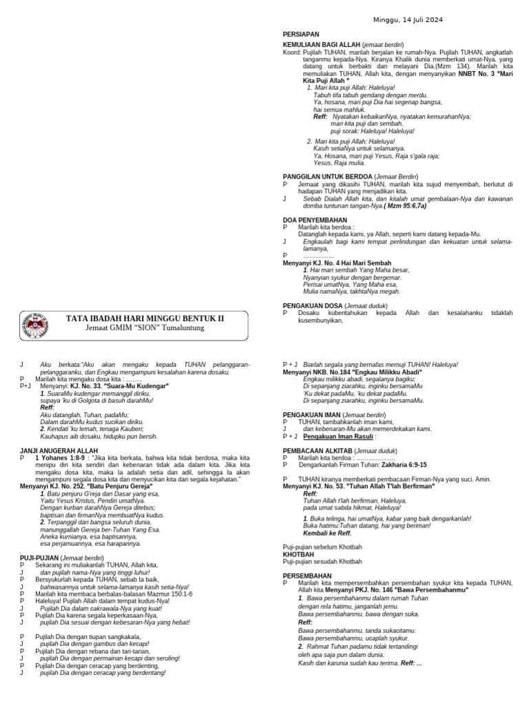 Hari Minggu BTK 2 Tgl. 14.07.2024-1 | PDF