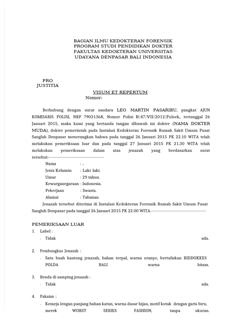 PDF Contoh Visum Jenazahdoc | PDF