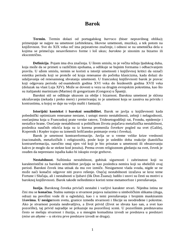 Barokna književnost: Estetika i značenje | PDF | Classics