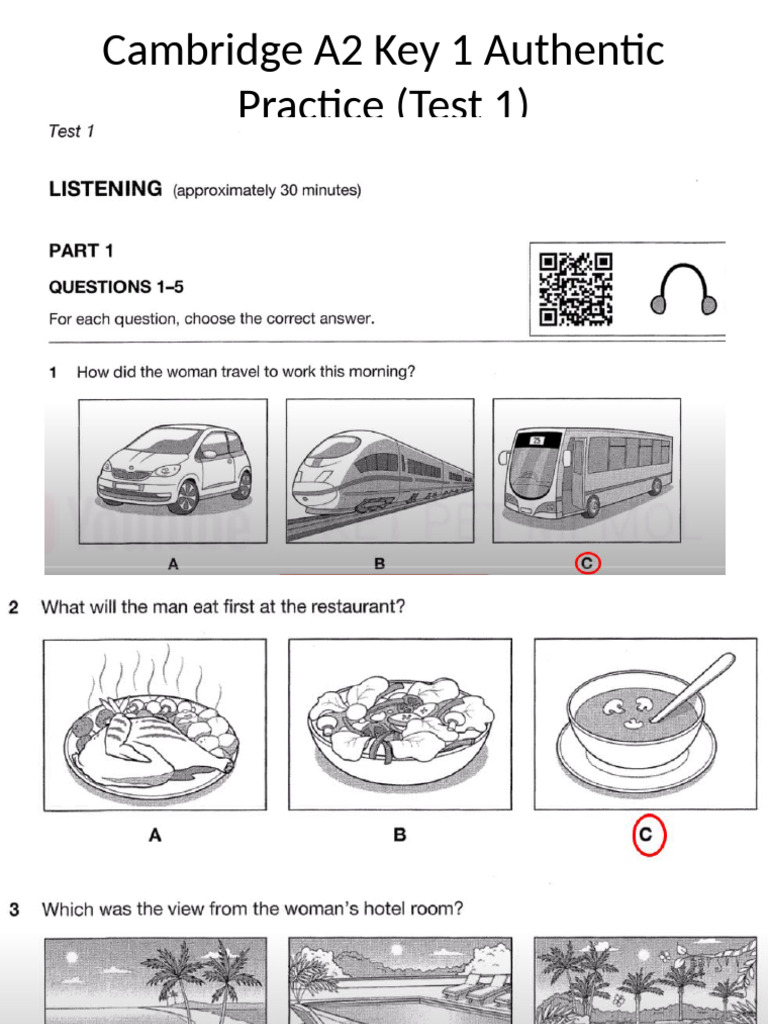 Cambridge A2 Key 1 Authentic Practice (Test 1) | PDF