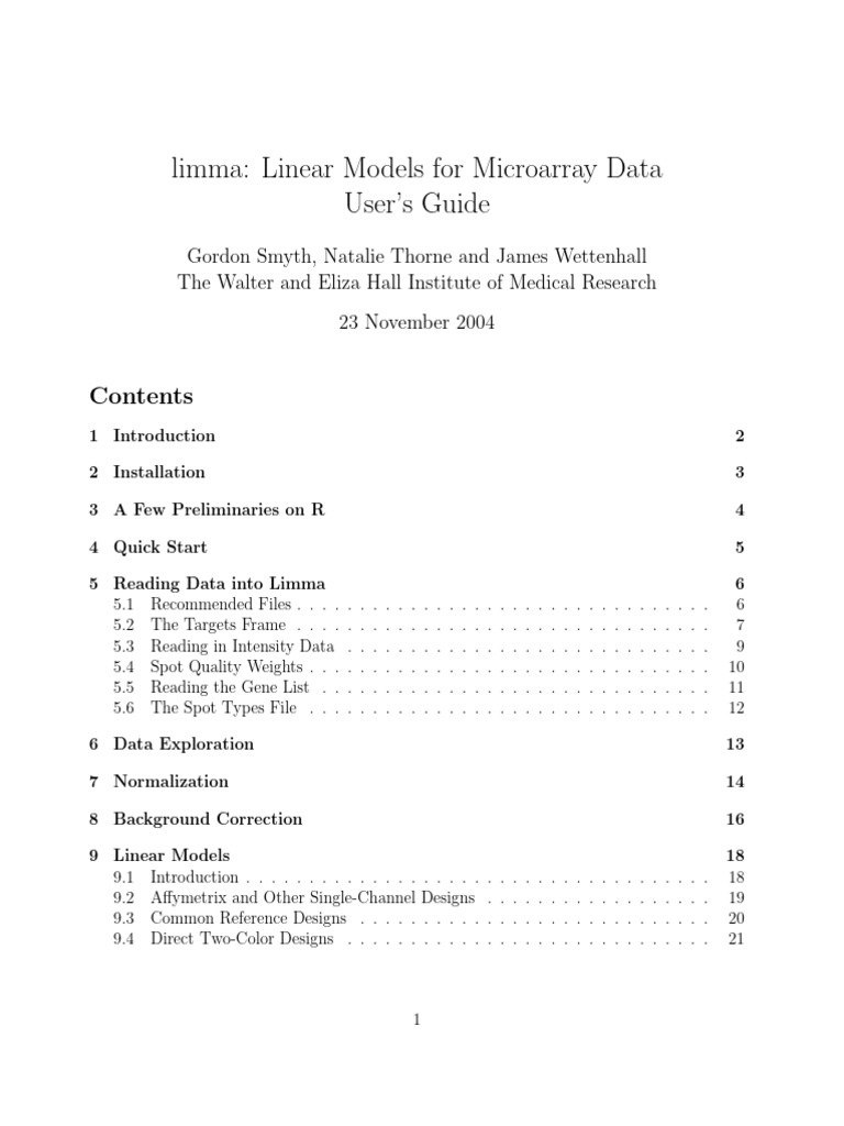Users Guide Limma R | PDF