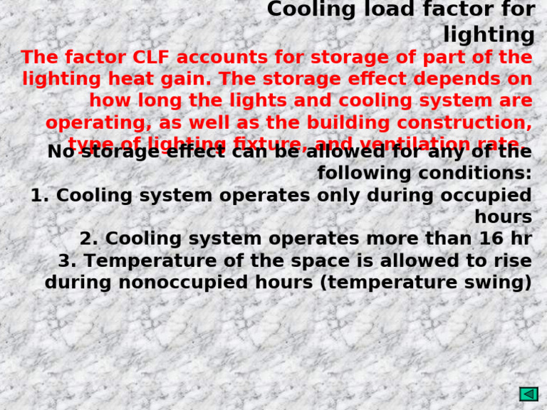 Cooling Load Factor For Lighting | PDF