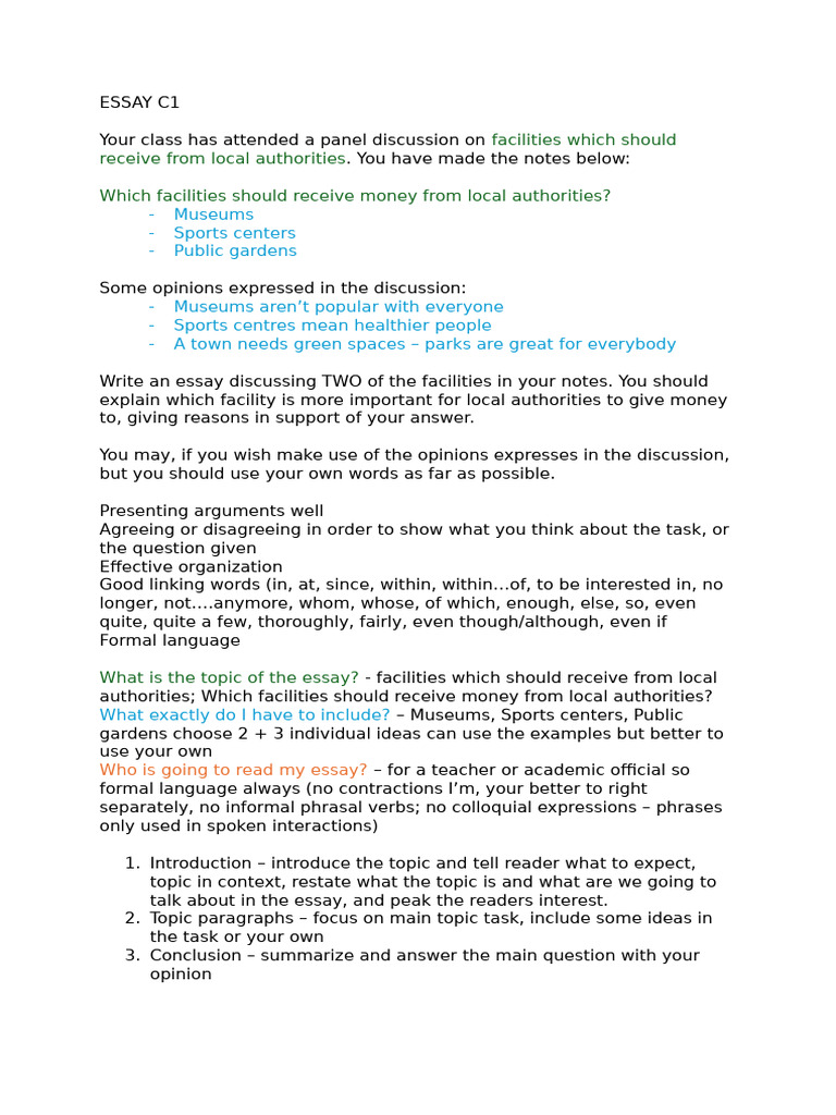 How To Write C1 ESSAY | PDF
