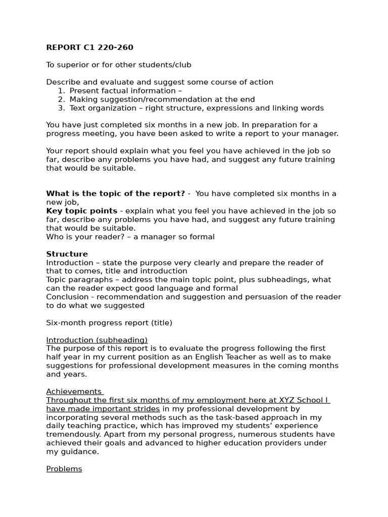 How To Write C1 Report | PDF