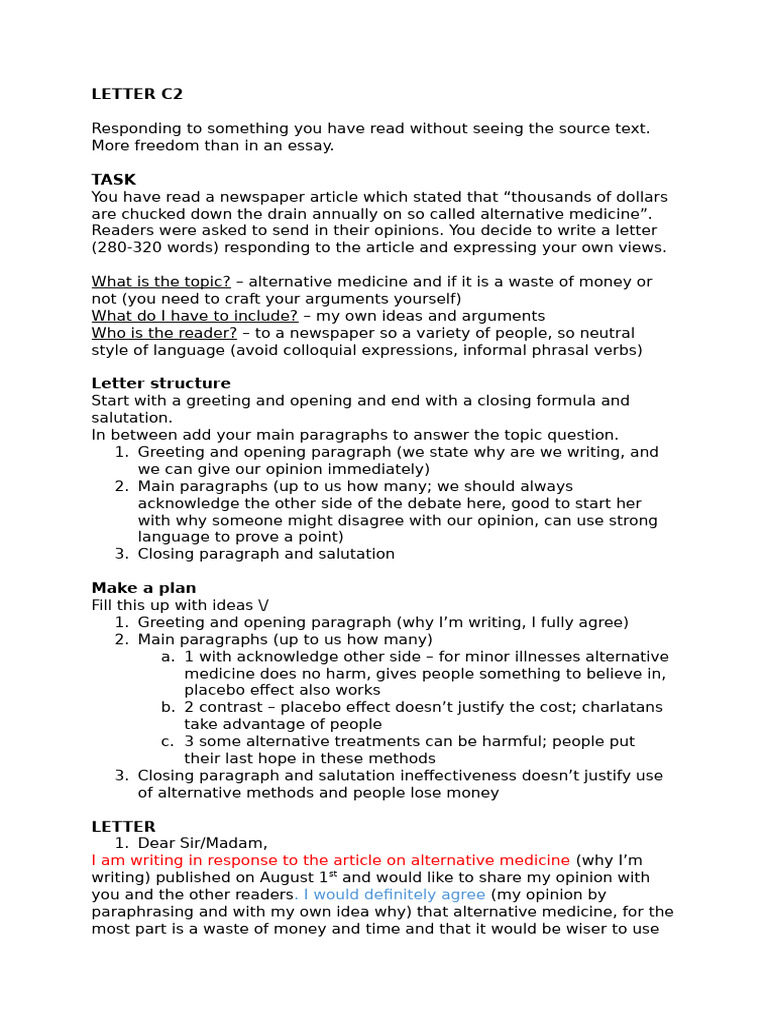 How To Write A LETTER C2 | PDF
