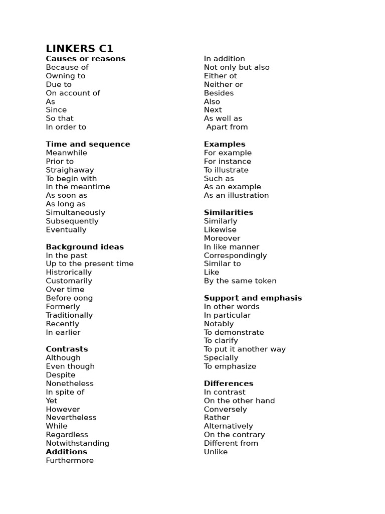LINKERS For C1 | PDF