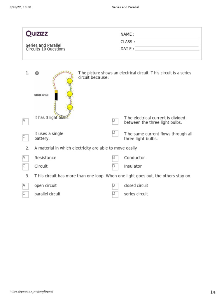 Series and Parallel Circuits | PDF | Series And Parallel Circuits ...