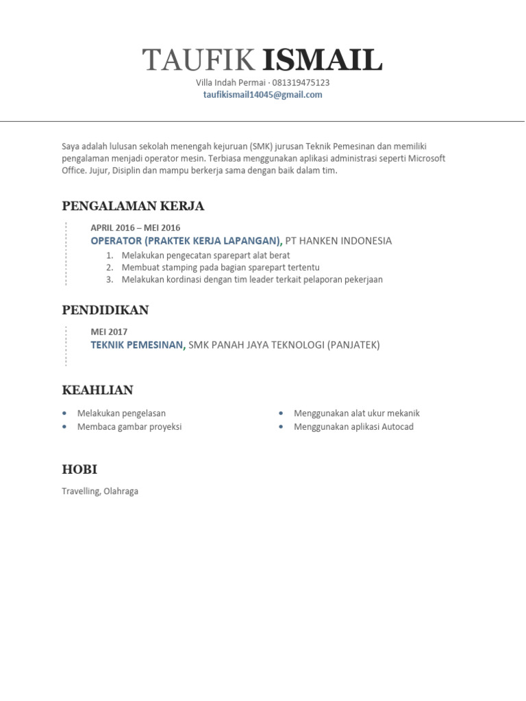 CV Taufik | PDF