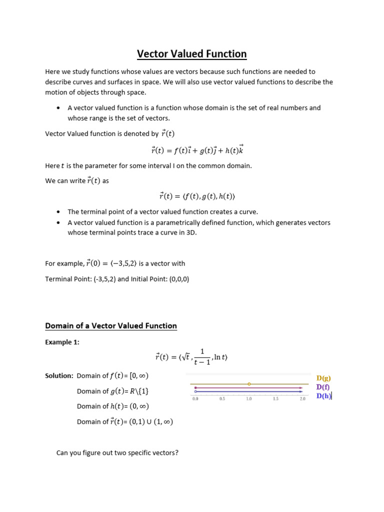 Lec 8 Domain of Vector Valued Function | PDF | Function (Mathematics) | Vector Space