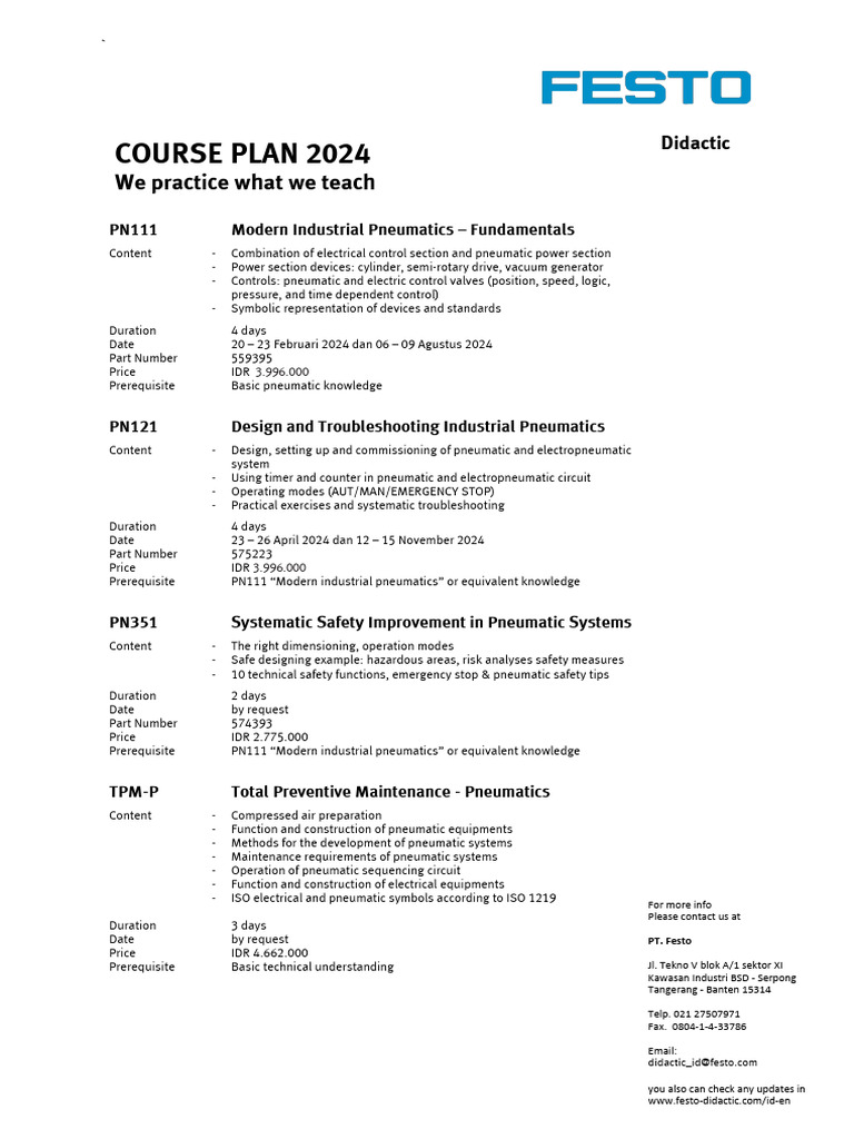 Training schedule 2024_v1.0 | PDF