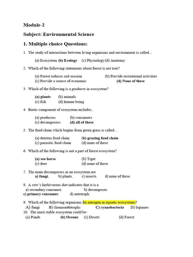 evs model question 2 | PDF