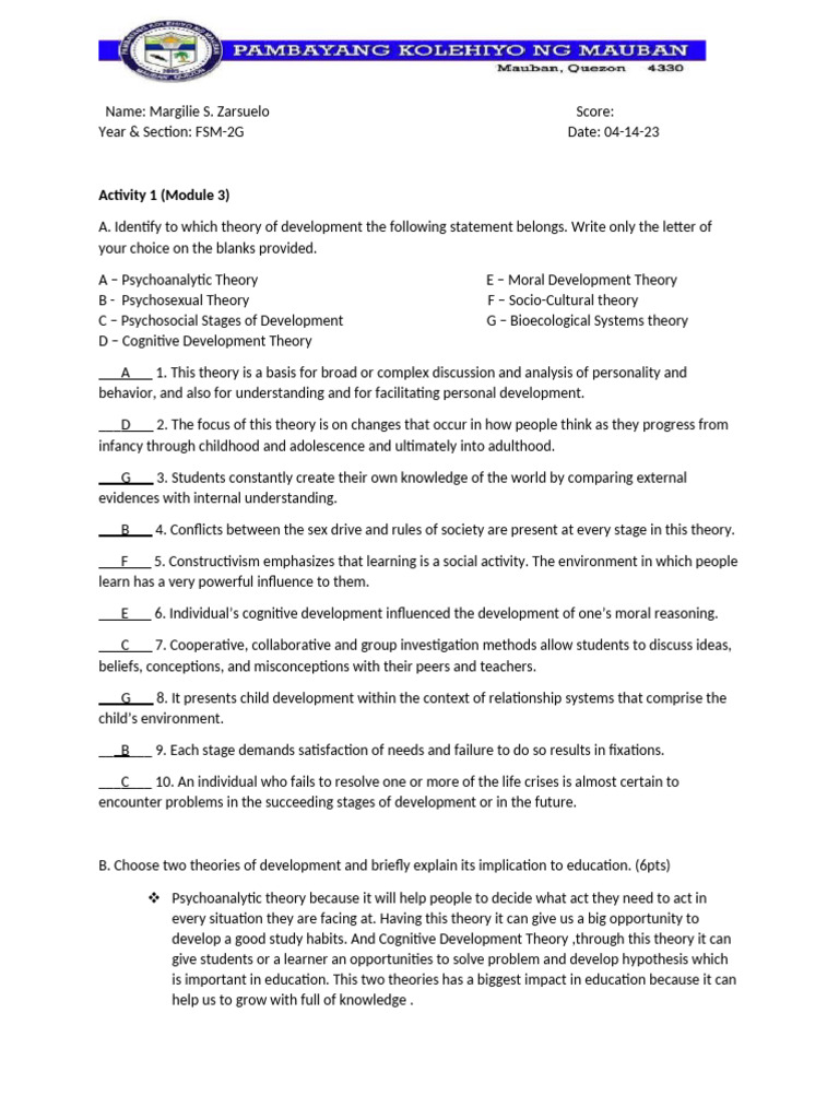 Activity 1 EDUC 104 RMZ | PDF