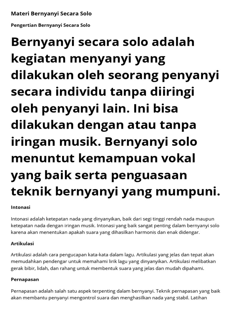 Materi Bernyanyi Secara Solo 20240826 145351 0000 | PDF