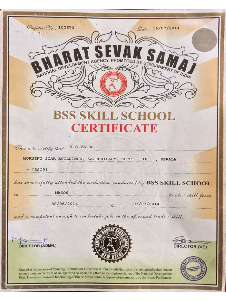 skill certificate | PDF