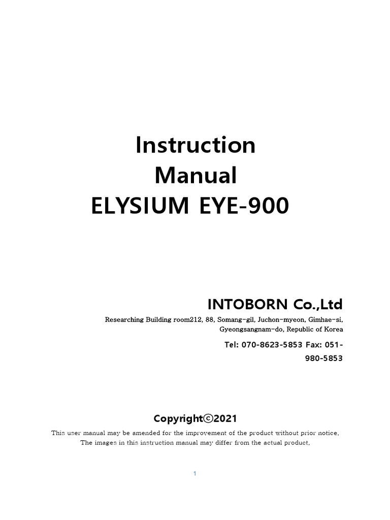 Instruction Manual Elysium Eye 900 | PDF
