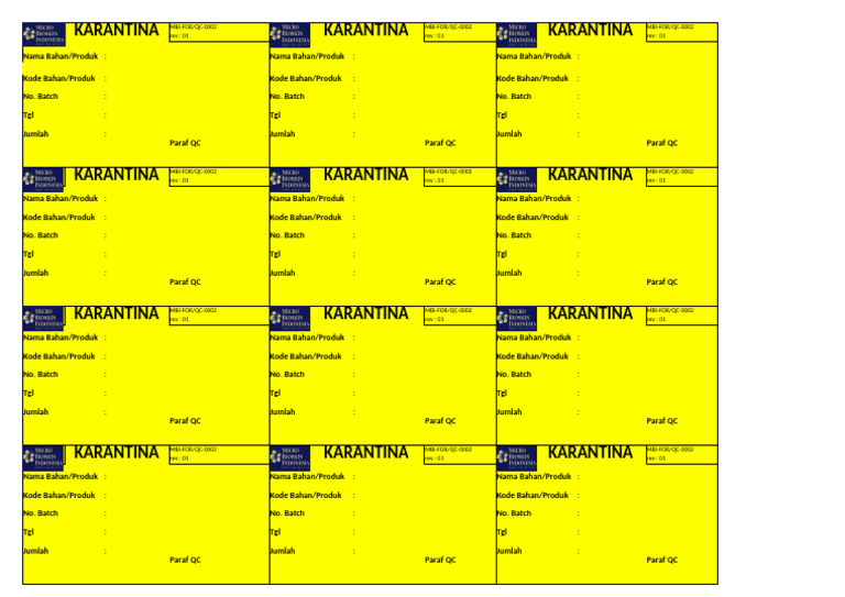 Label Karantina | PDF