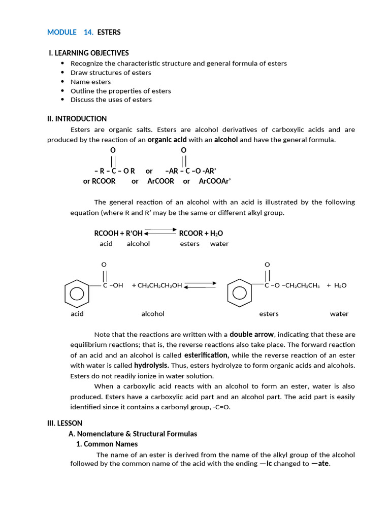 Module 14 Esters | PDF