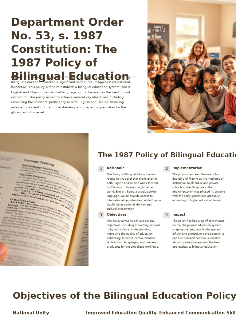 Department Order No 53 S 1987 Constitution The 1987 Policy of Bilingual ...