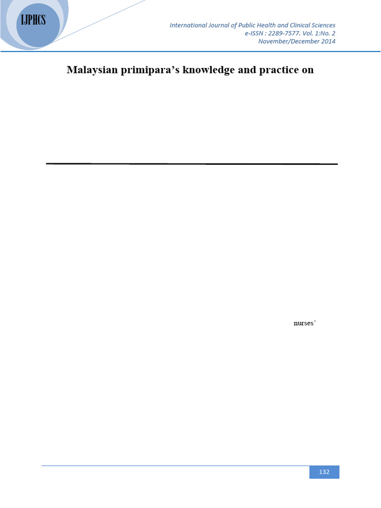 Malaysian Primipara's Knowledge and Practice On Newborn Care During The ...