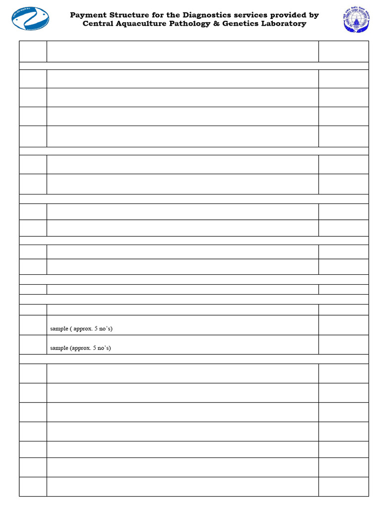 RGCA LAB Servies Fee Structure | PDF