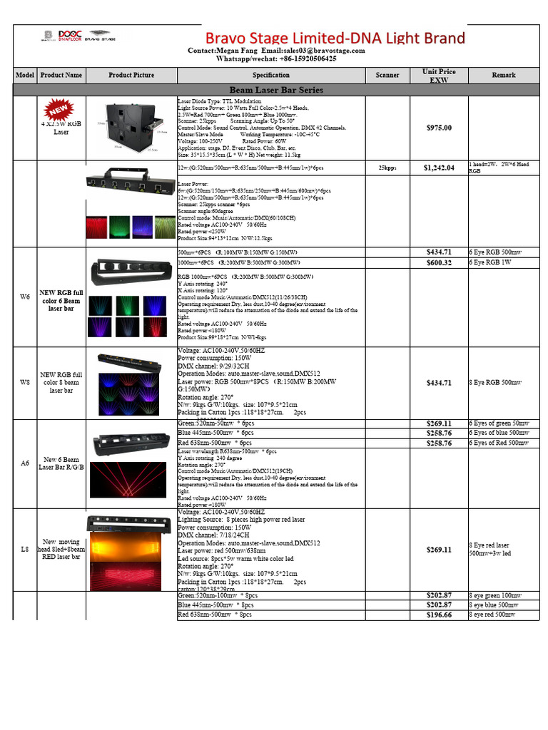 Laser Light Price List | PDF